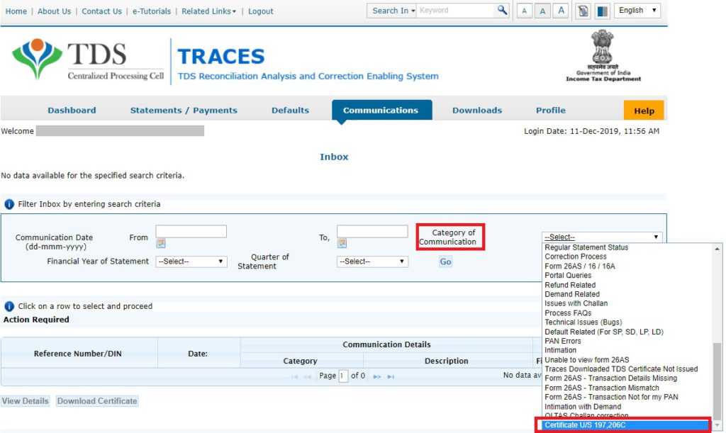 Traces Download Tds Certificate Section 197 Learn By Quicko