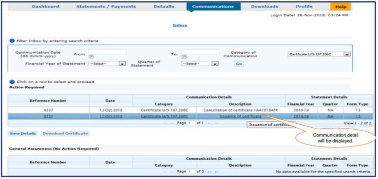 TRACES : Download TDS Certificate Section 197 - Learn by Quicko
