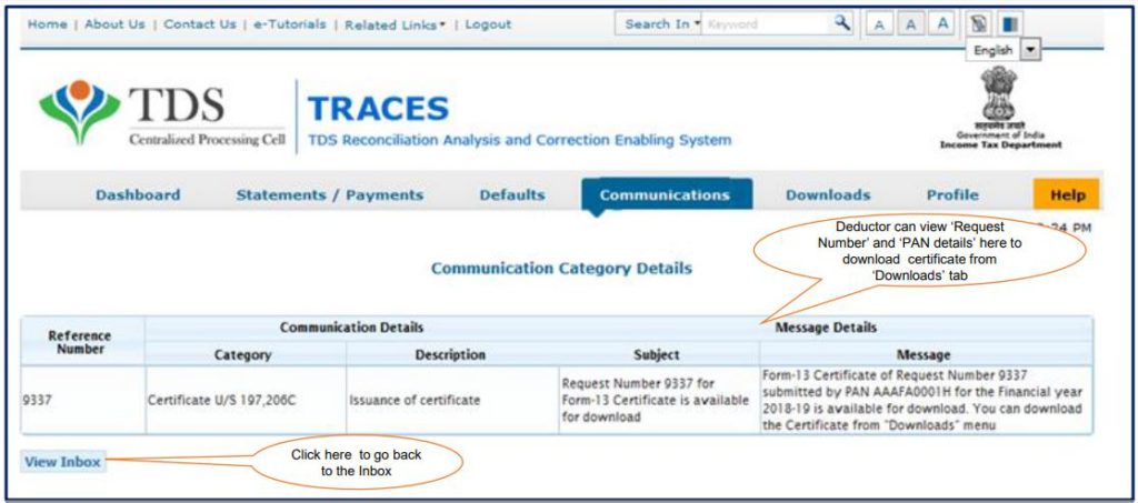 TRACES : Download TDS Certificate Section 197 - Learn by Quicko