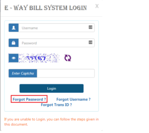 eWay Bill Login - Forgot Username or Password - Learn by Quicko