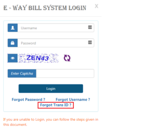 eWay Bill Login - Forgot Username or Password - Learn by Quicko