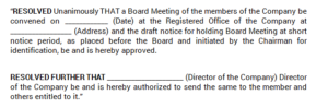 Board Meeting: Notice for Holding a Board Meeting at Short Notice ...