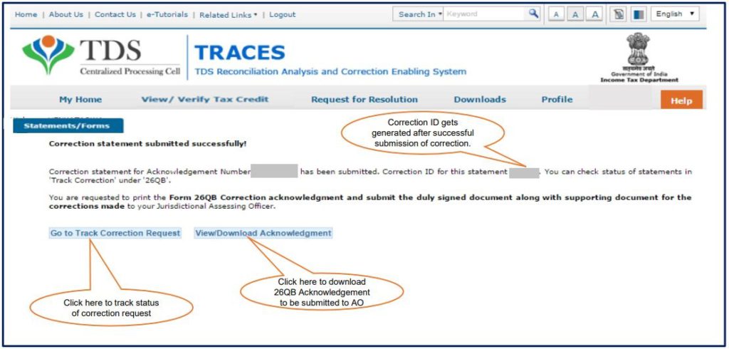 TRACES: Form 26QB Correction DSC/ AO Approval - Learn by Quicko