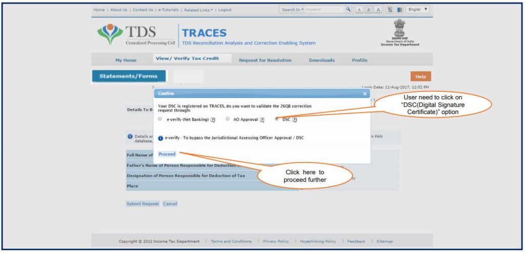TRACES: Form 26QB Correction DSC/ AO Approval - Learn by Quicko