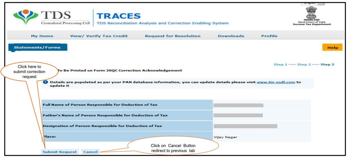 TRACES: Form 26QC Correction DSC/ AO Approval - Learn by Quicko