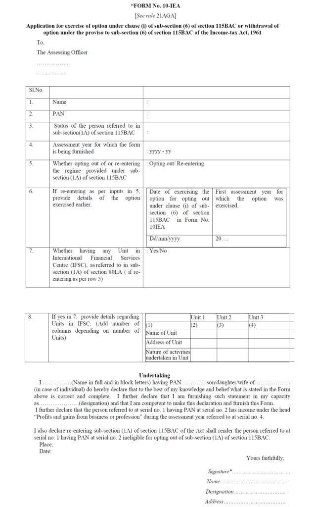 Form 10IEA: Opting out of/Re-entering New Tax Regime - Learn by Quicko